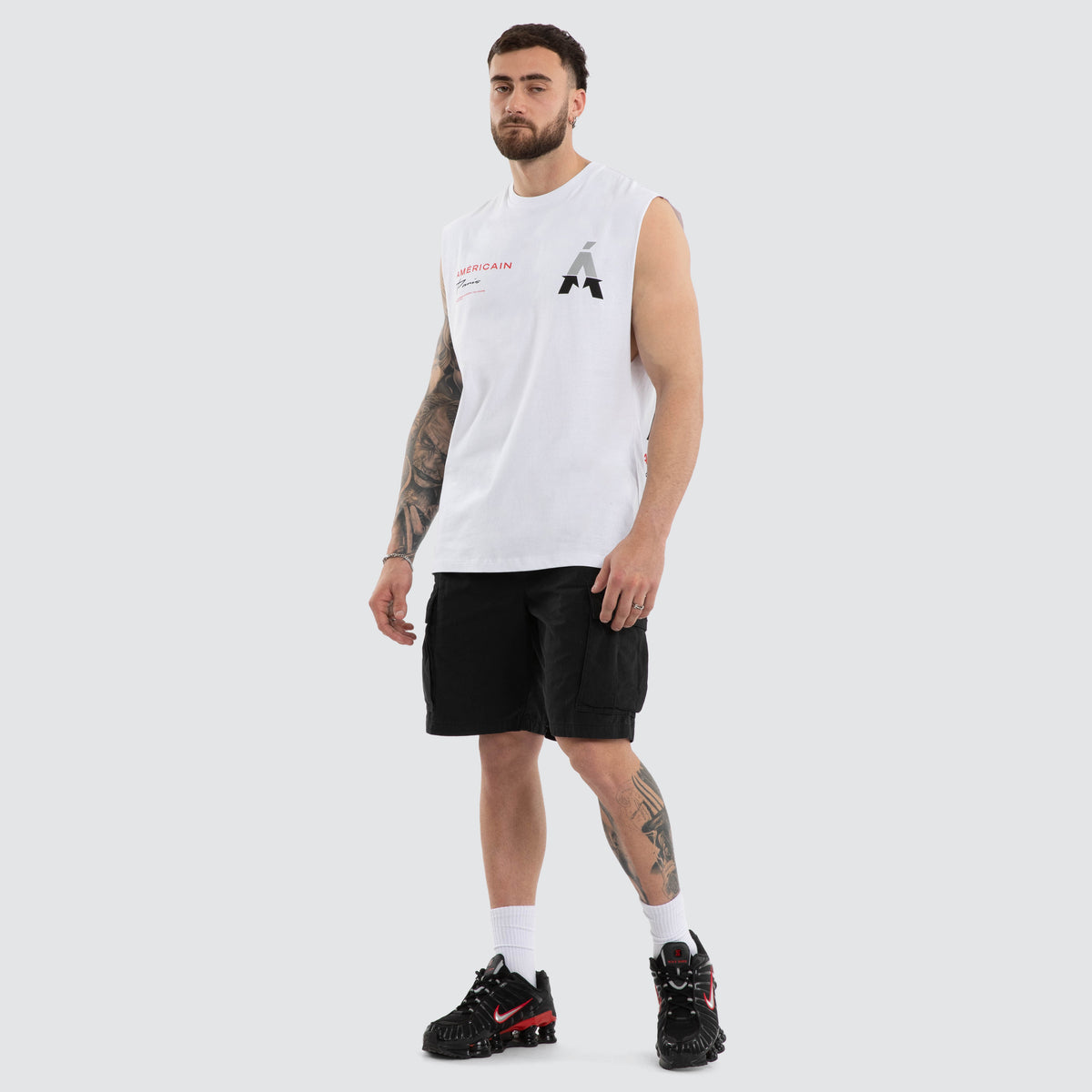 Americain Spell Scoop Back Muscle in White | Neverland Store