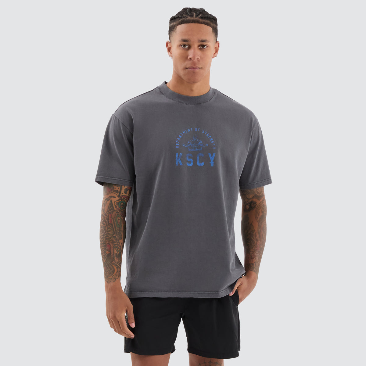 KSCY ACTIVEWEAR - Stride Box Fit Tee Pigment Asphalt | Neverland Store