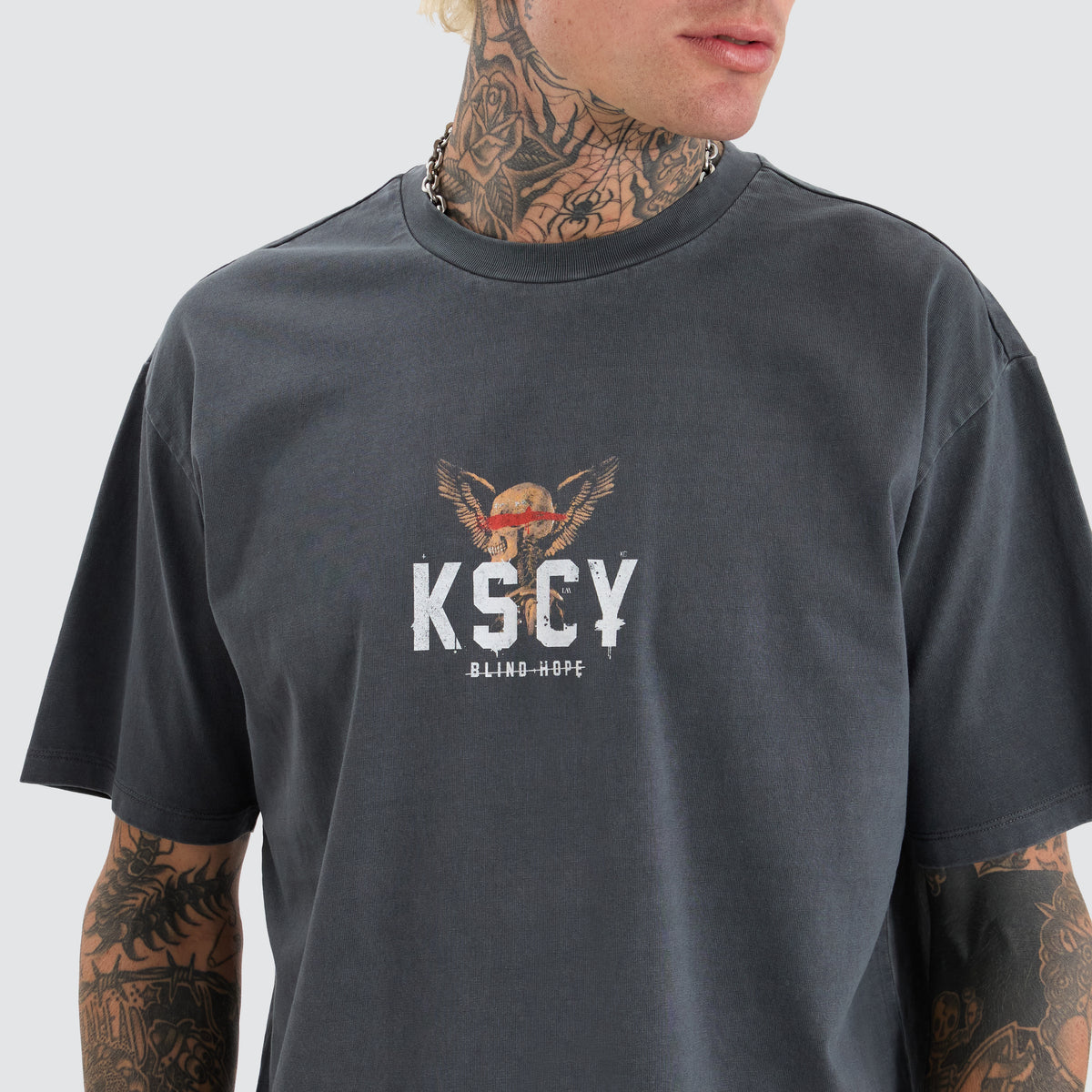 KSCY Macro Box Fit Tee in Pigment Grey | Neverland Store