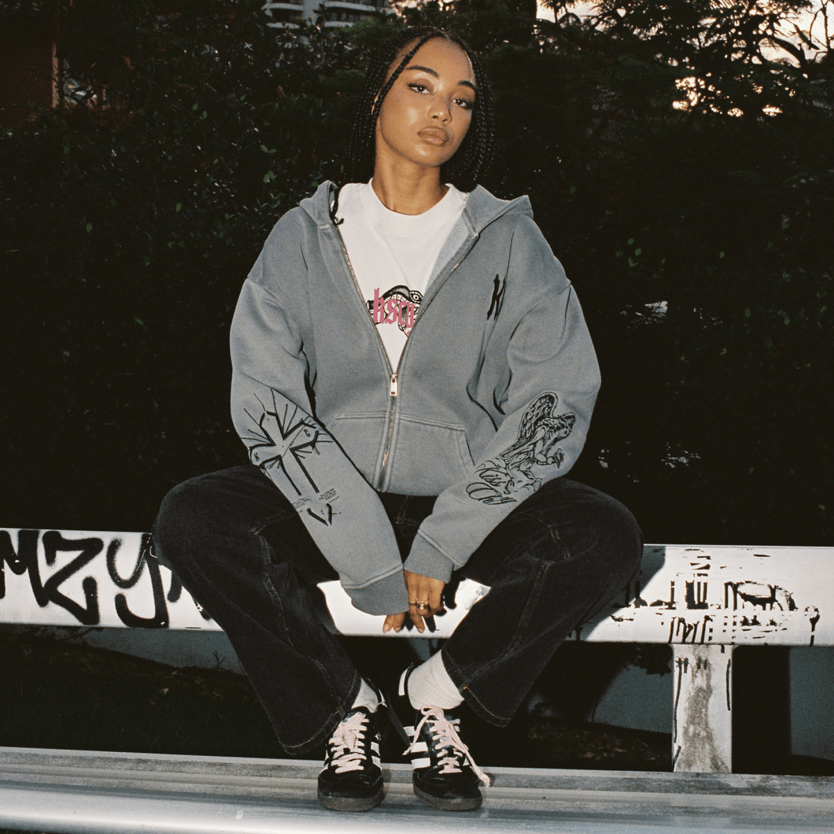 KSCY Celestial Heavy Zip Hood in Pigment Grey - Neverland | Neverland Store