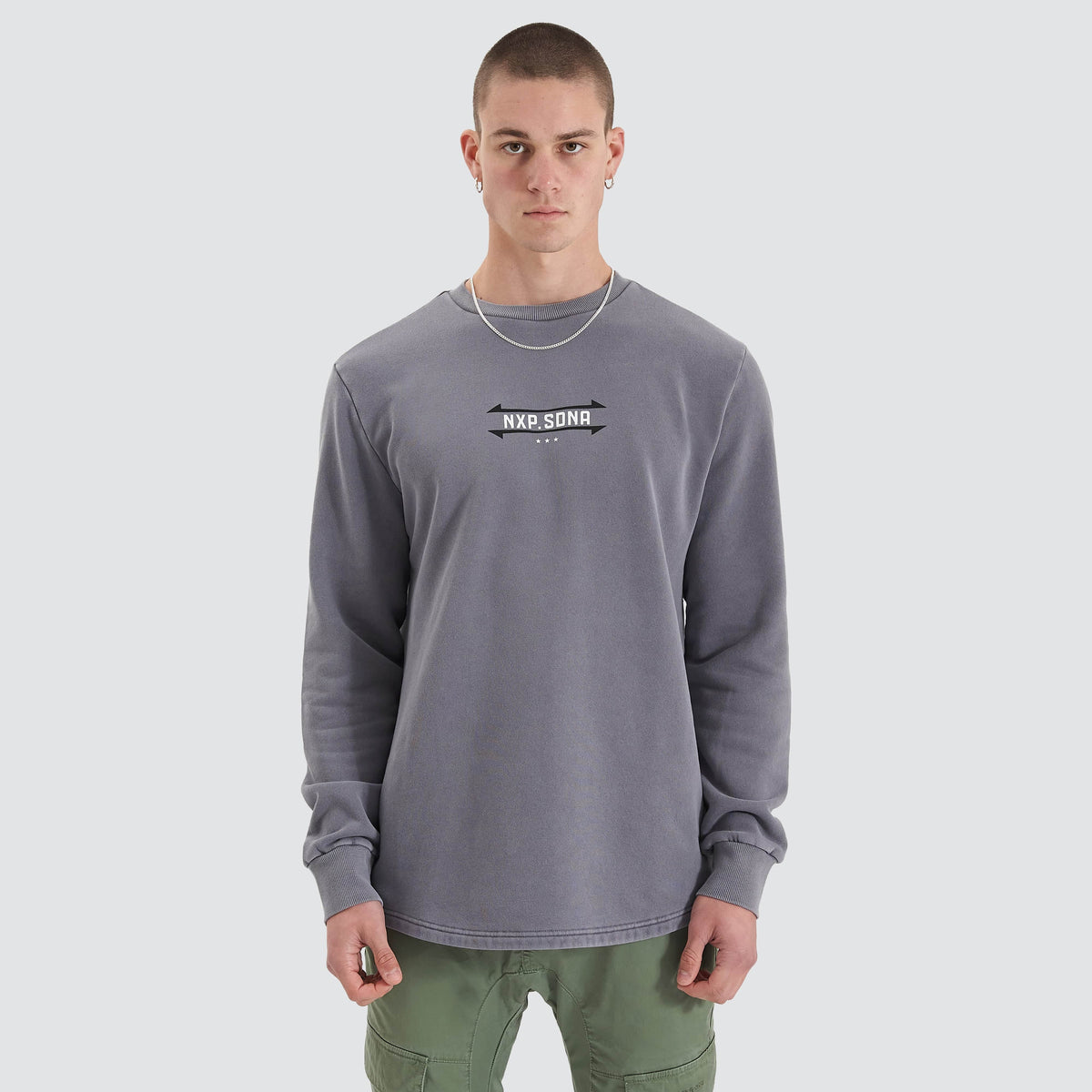NXP Chambers Dual Curved Sweater in Pigment Grey | Neverland | Neverland Store