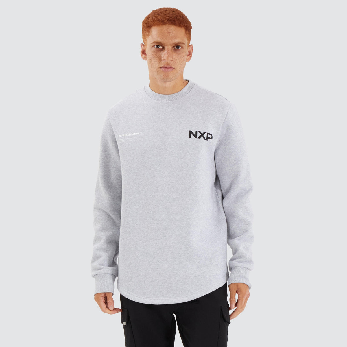NXP Phase Dual Curved Hem Sweater in Grey Marle | Neverland Store
