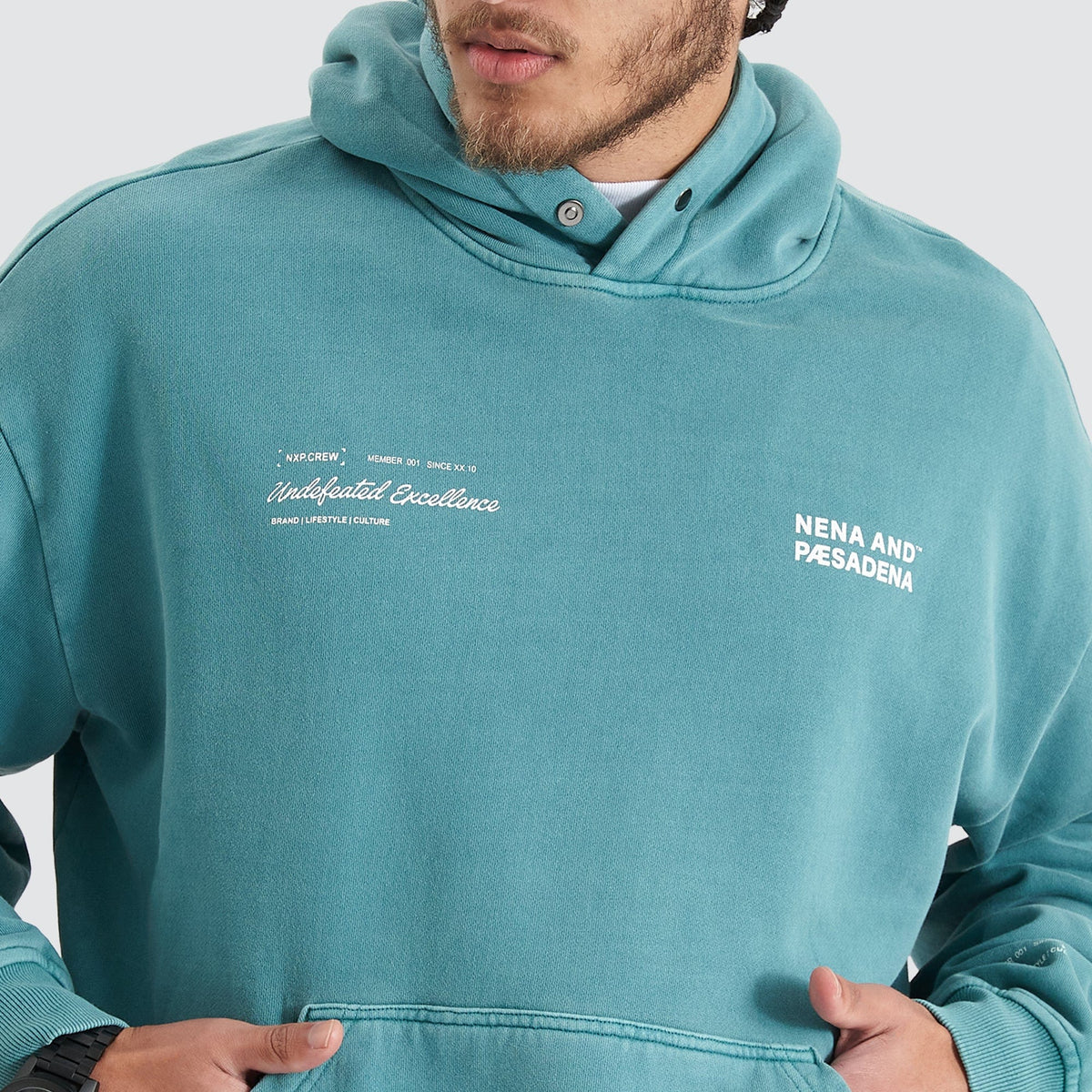 Umpire Heavy Box Fit Hooded Sweater Pigment Teal - NXP | Neverland Store