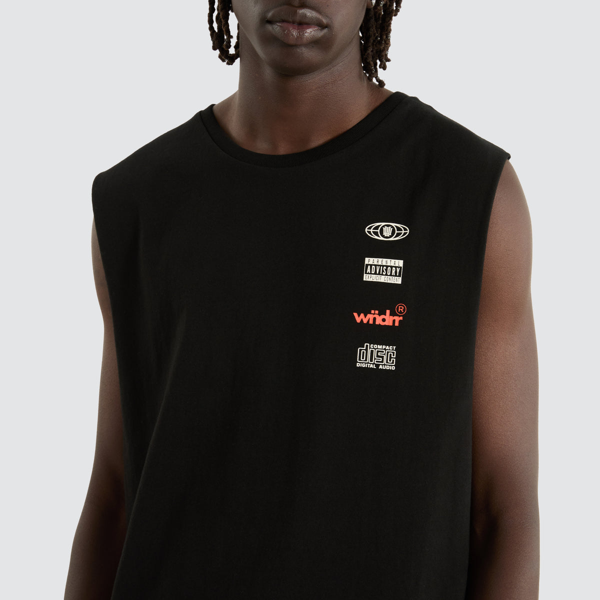 WNDRR High Sign Muscle Top in Black | Neverland Store