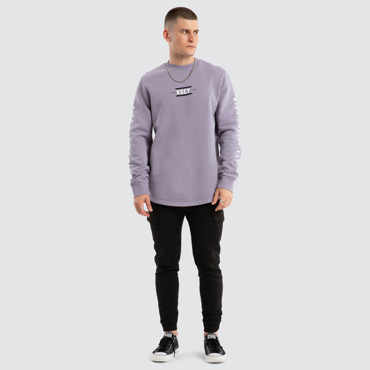 KSCY Trace Dual Curved Sweater in Pigment Lavender Grey | Neverland Store