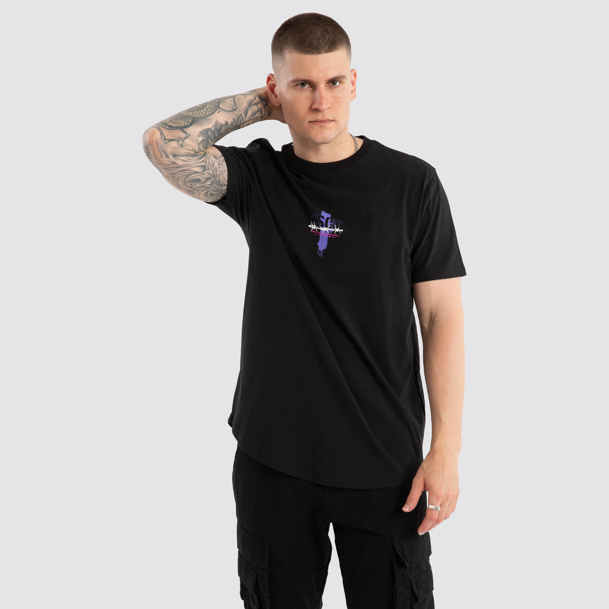 Zingify Dual Curved Tee Jet Black | Neverland Store