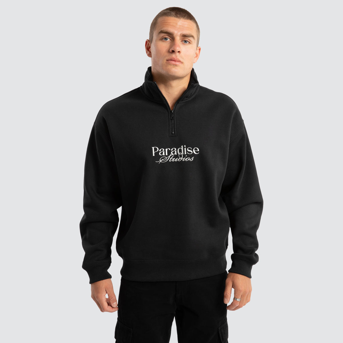 Nomadic Paradise Merch Quarter Zip Jumper Anthracite Black | Neverland ...