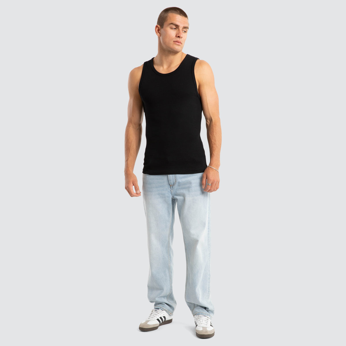 Kai Heavy Waffle Singlet Black | Neverland Store