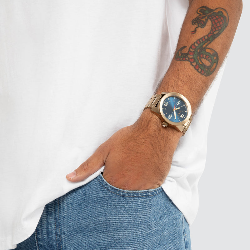 Corporal Stainless Steel Watch Desert Gold/Arles Blue | Neverland Store