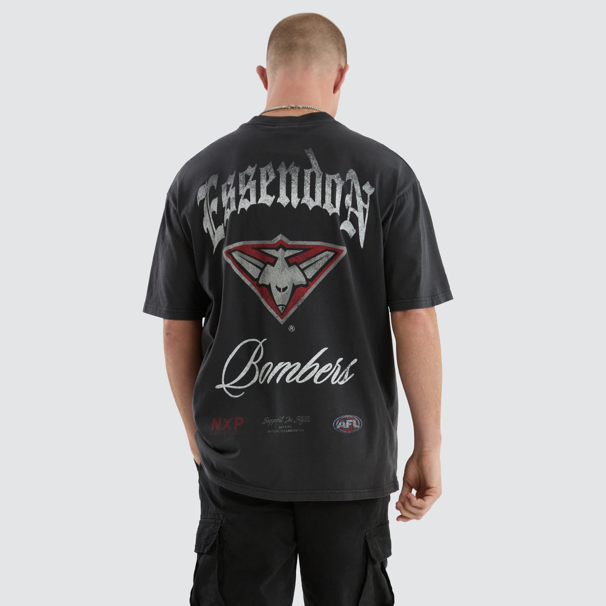 Essendon Bombers AFL Vintage Goth Tee Pigment Asphalt | Neverland Store