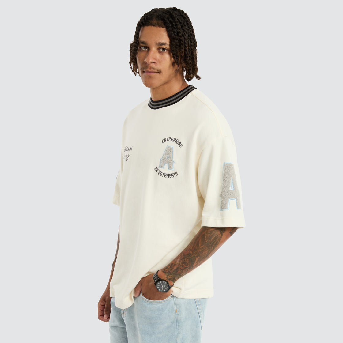 AMERICAIN Solarsynth Extra Oversized Loopback Tee in Tofu | Neverland Store