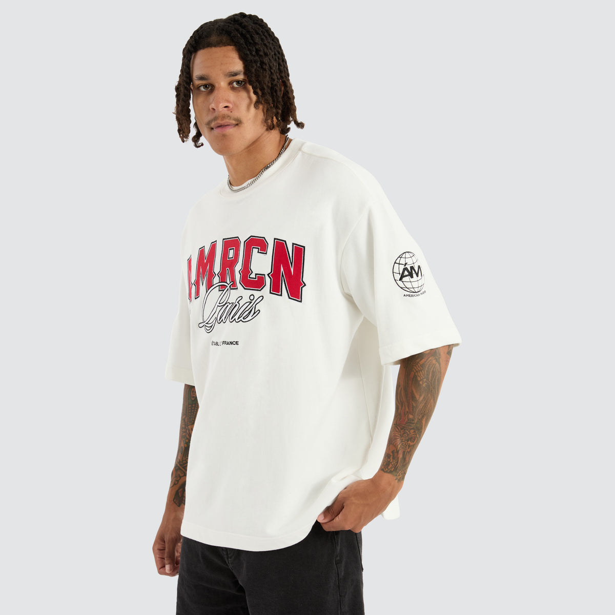 AMERICAIN Infinity Loopback Mega Tee in Natural White | Neverland Store