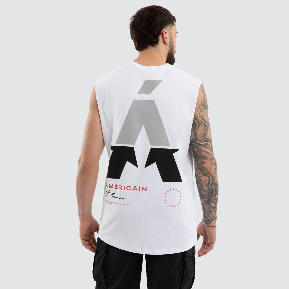 Americain Spell Scoop Back Muscle in White | Neverland Store