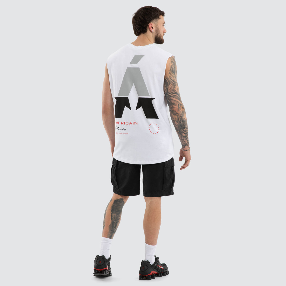 Americain Spell Scoop Back Muscle in White | Neverland Store