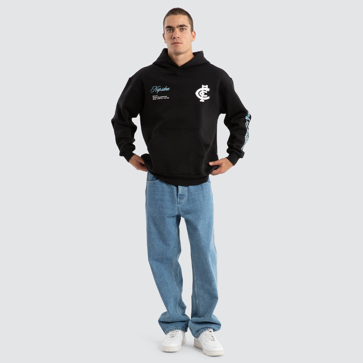 Carlton Blues AFL Season Hoodie in Black | Neverland Store