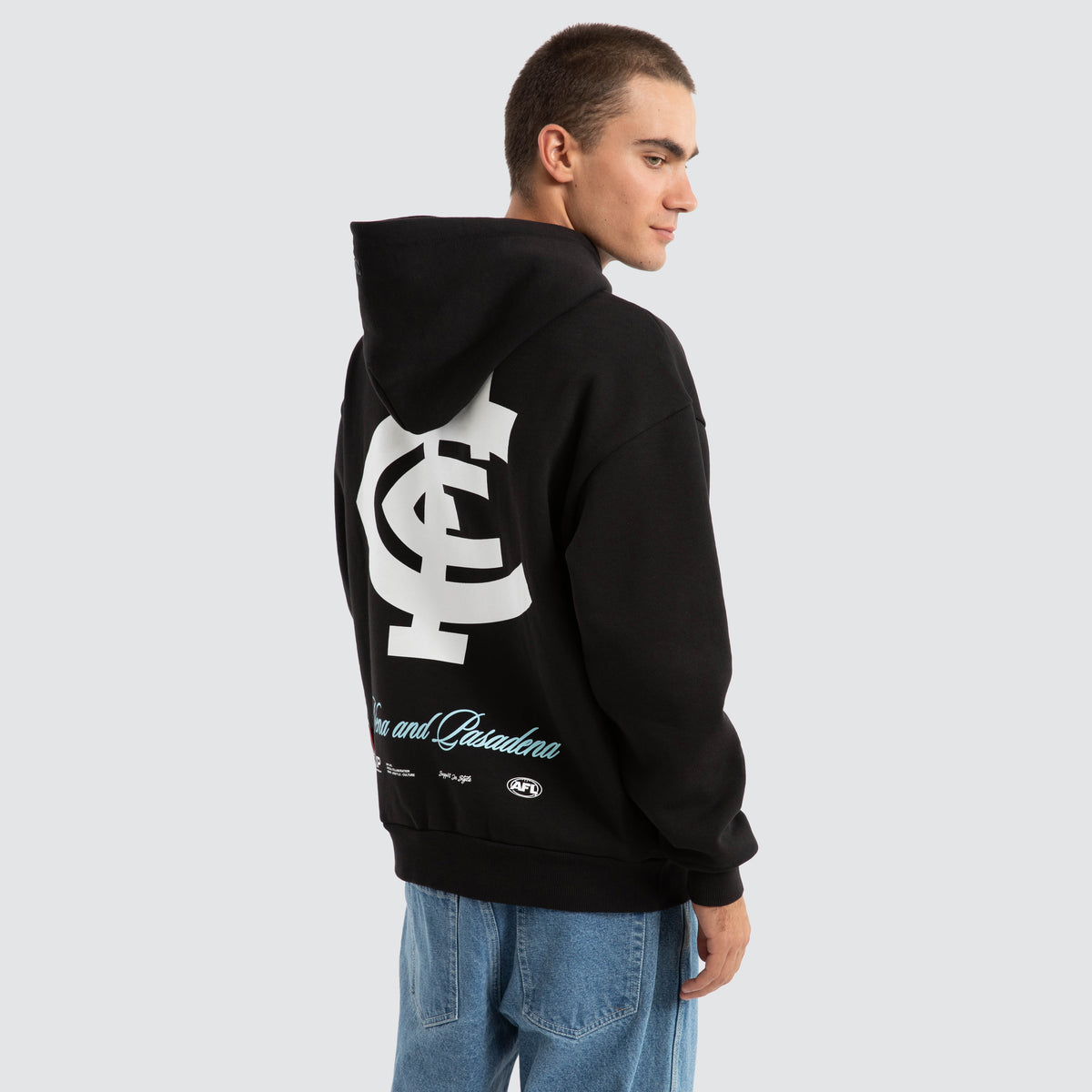 Carlton Blues AFL Season Hoodie in Black | Neverland Store