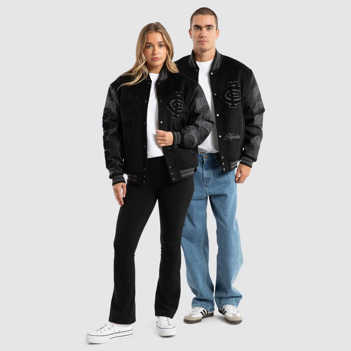 Carlton Blues AFL Ace Varsity Jacket in Black | Neverland Store