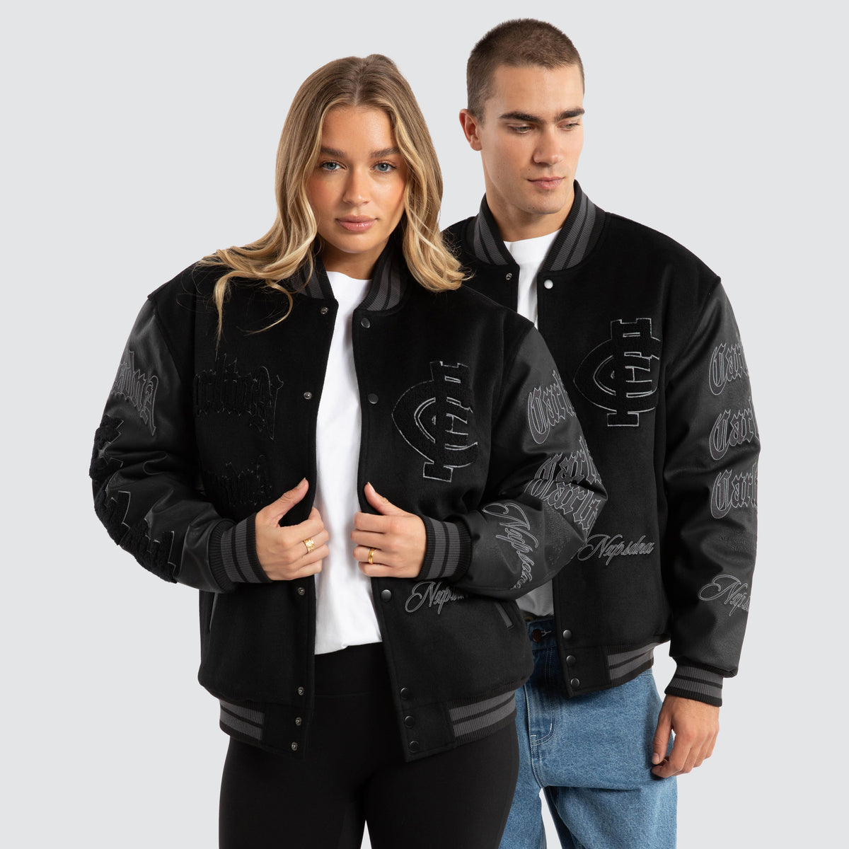 Carlton Blues AFL Ace Varsity Jacket in Black | Neverland Store