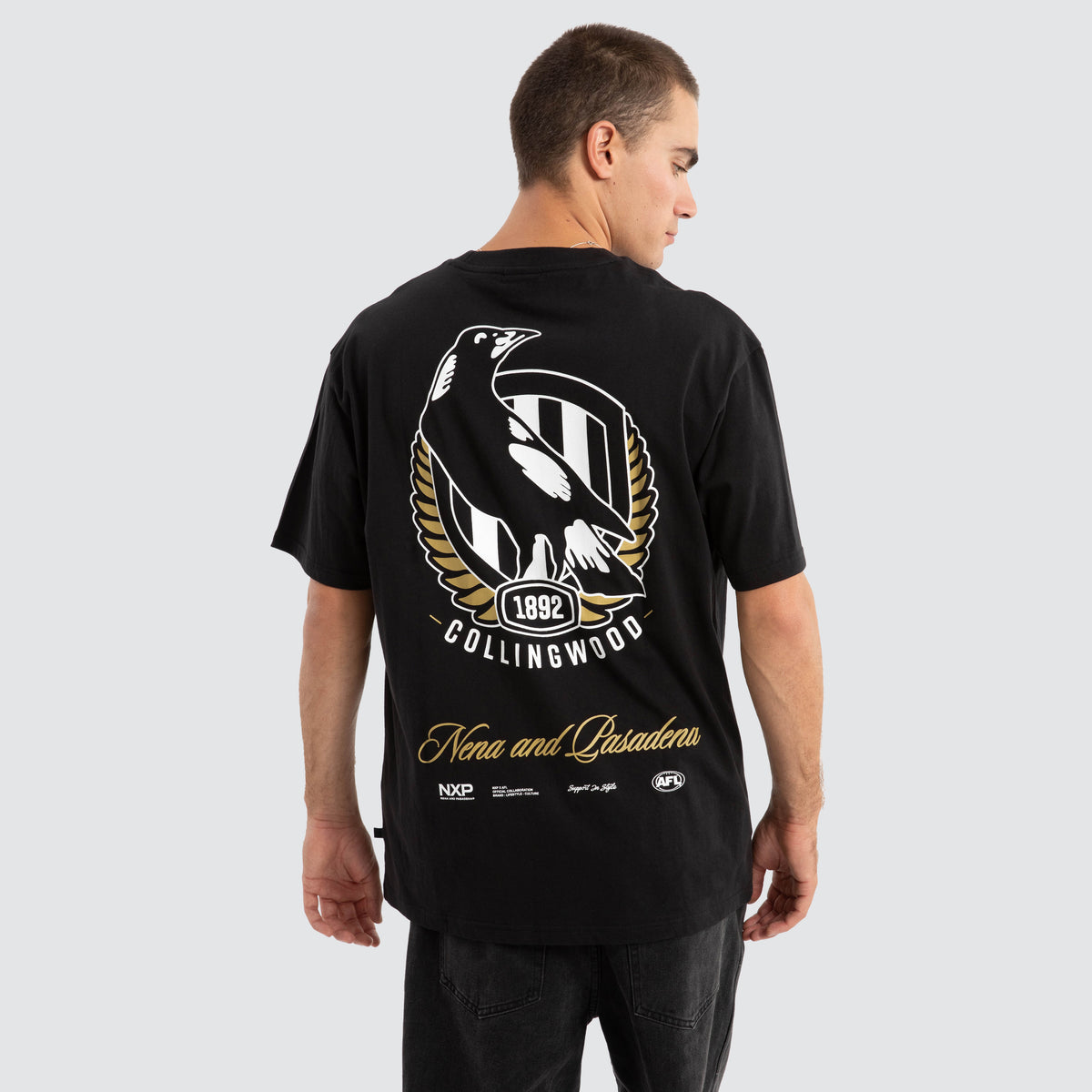 Collingwood Magpies AFL Season Tee in Black | Neverland Store