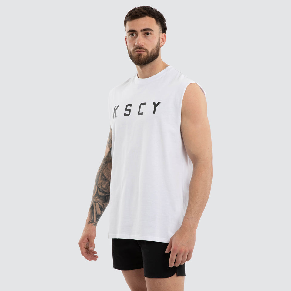 Vigor Split Hem Muscle Optical White | Neverland Store