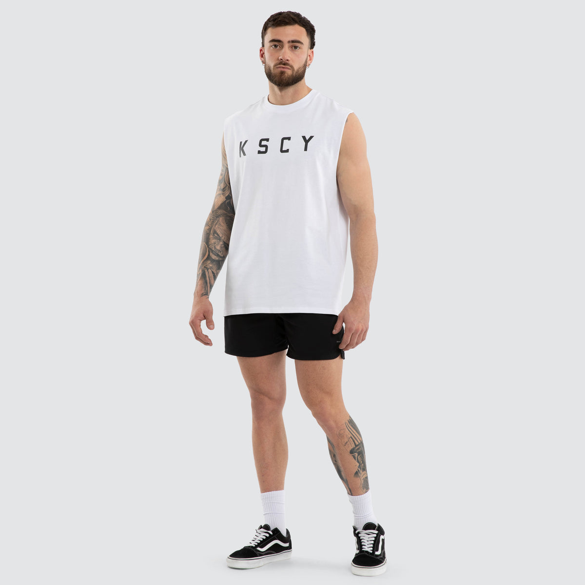 Vigor Split Hem Muscle Optical White | Neverland Store