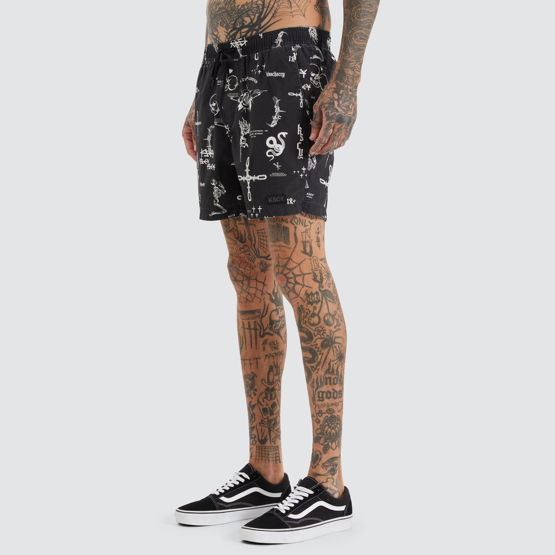 KSCY Ratley Beach Short in Black/White Ratley Print | Neverland Store