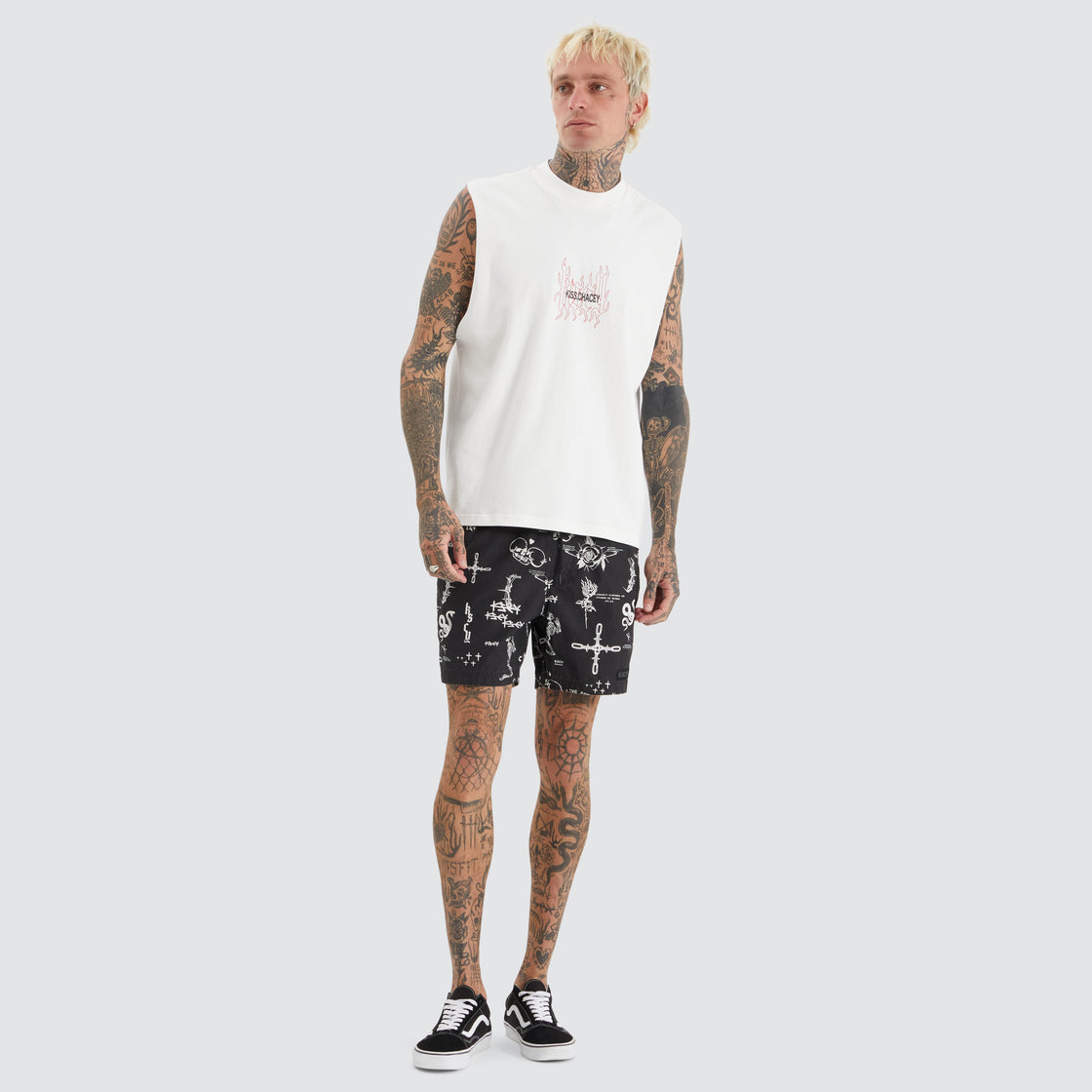 KSCY Ratley Beach Short in Black/White Ratley Print | Neverland Store