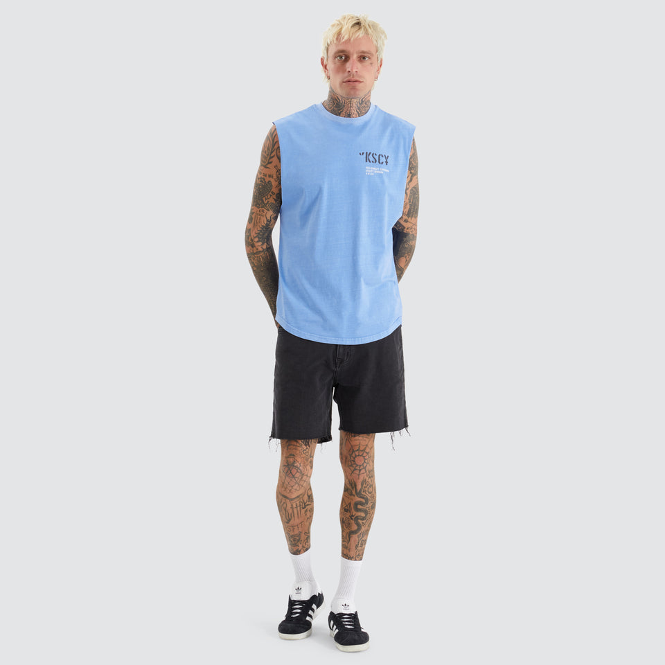 KSCY Harmon Dual Curved Muscle Tank in Pigment Blue | Neverland Store