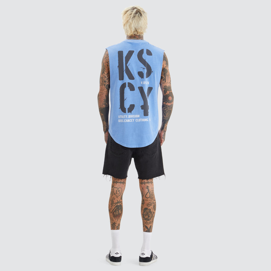 KSCY Harmon Dual Curved Muscle Tank in Pigment Blue | Neverland Store