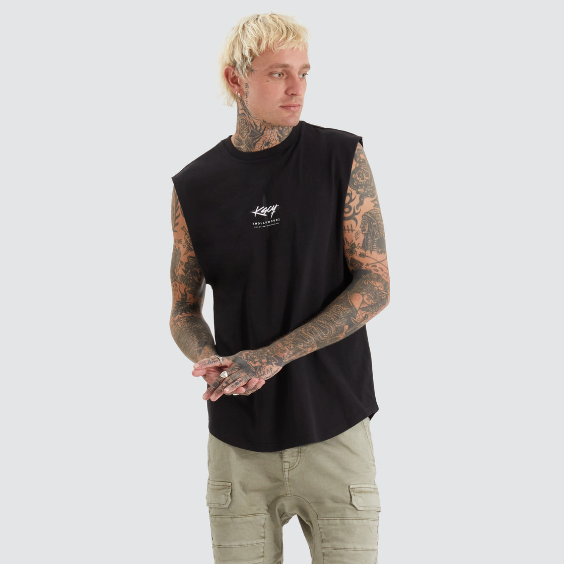 KSCY Leysters Dual Curved Muscle Tank in Black | Neverland Store
