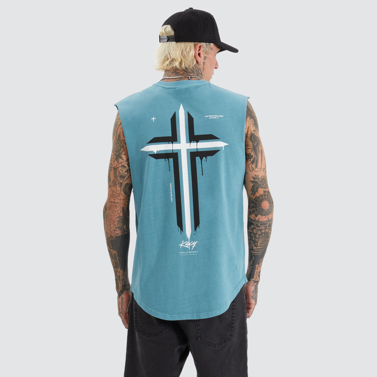 KSCY Leysters Dual Curved Muscle Tank in Pigment Blue | Neverland Store