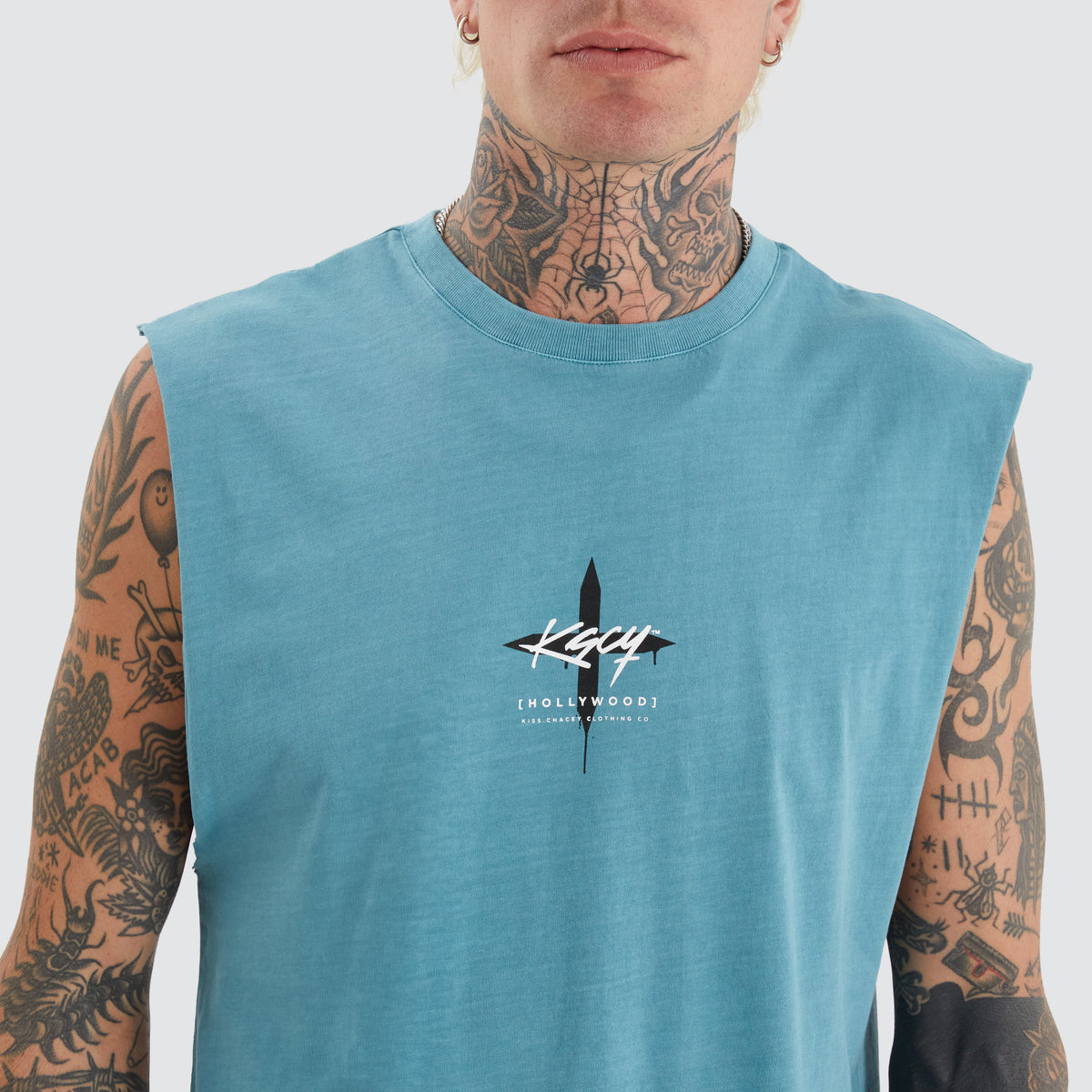 KSCY Leysters Dual Curved Muscle Tank in Pigment Blue | Neverland Store