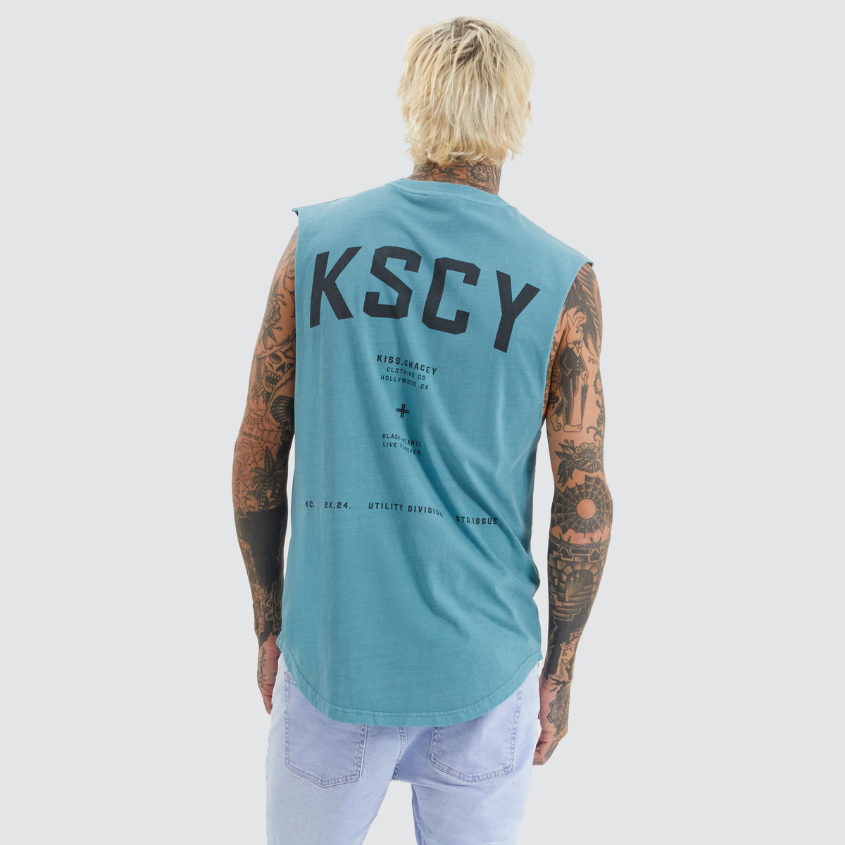 KSCY Nebo Dual Curved Muscle Tank in Pigment Blue | Neverland Store