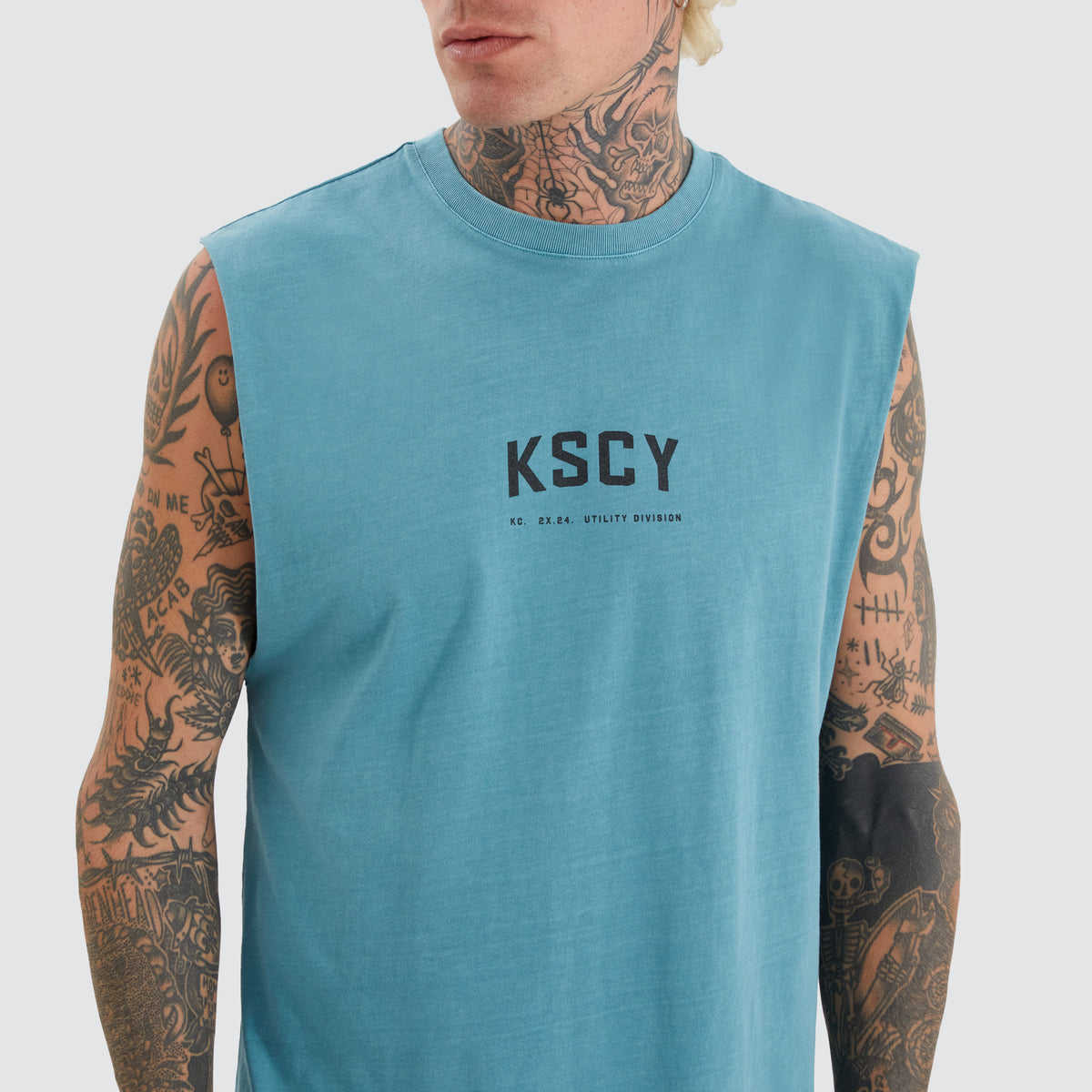 KSCY Nebo Dual Curved Muscle Tank in Pigment Blue | Neverland Store