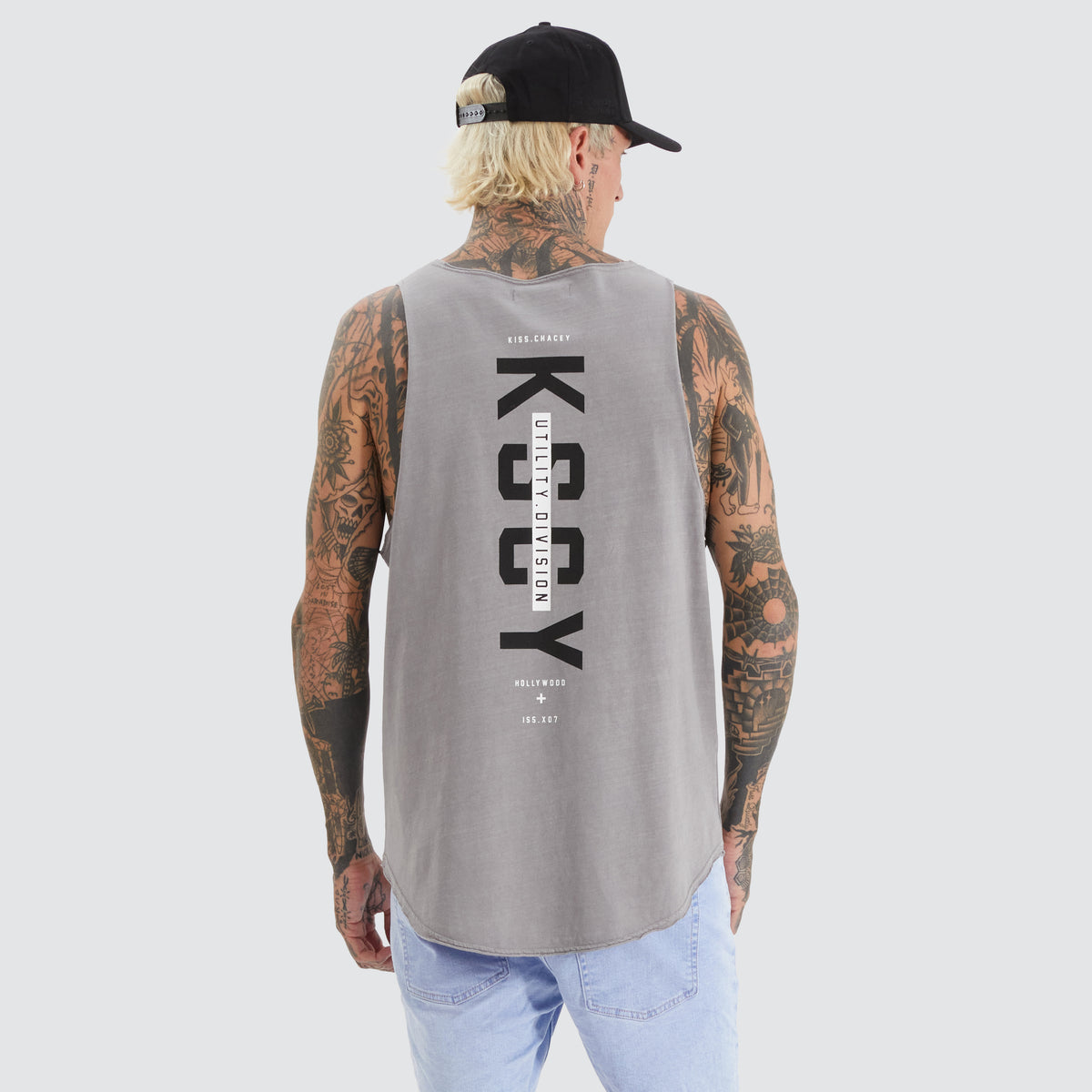 KSCY Cross Raw Muscle Tank in Pigment Silver Grey | Neverland Store