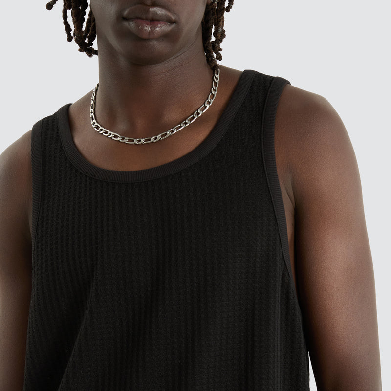 NOMADIC Byron Waffle Knit Singlet in Black | Neverland Store