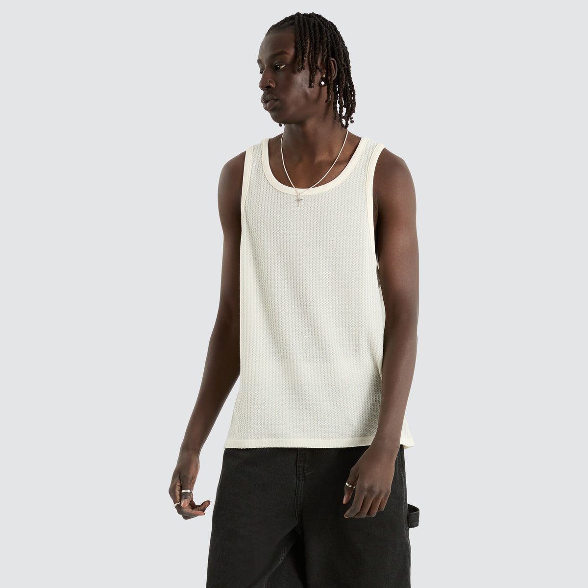 NOMADIC Byron Knit Singlet in White | Neverland Store