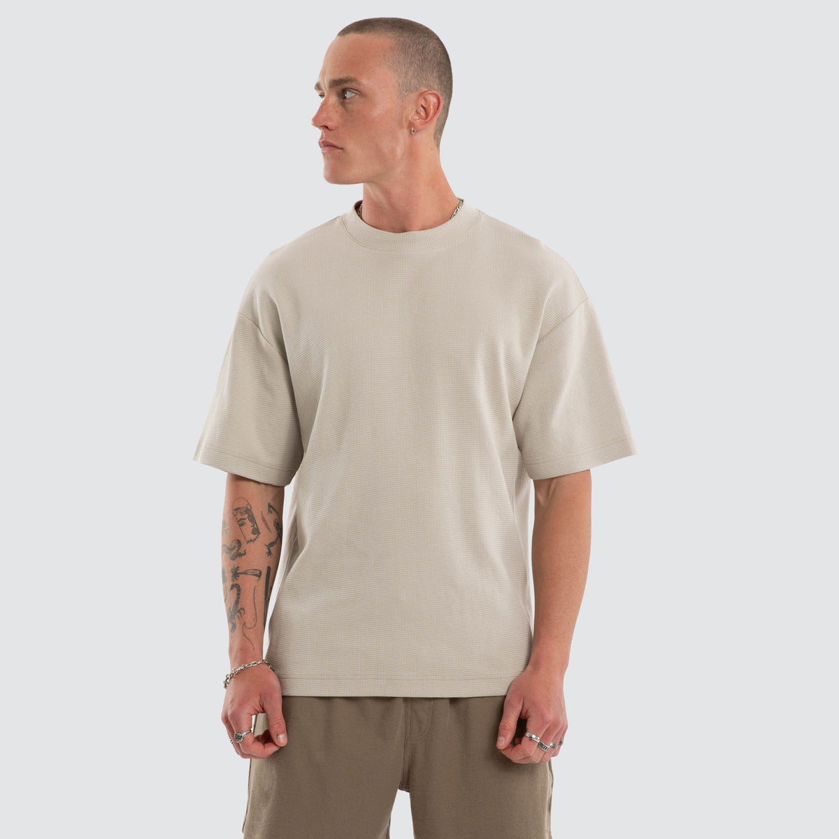 Nomadic Paradise Micro Waffle Street Tee in Grey | Neverland Store