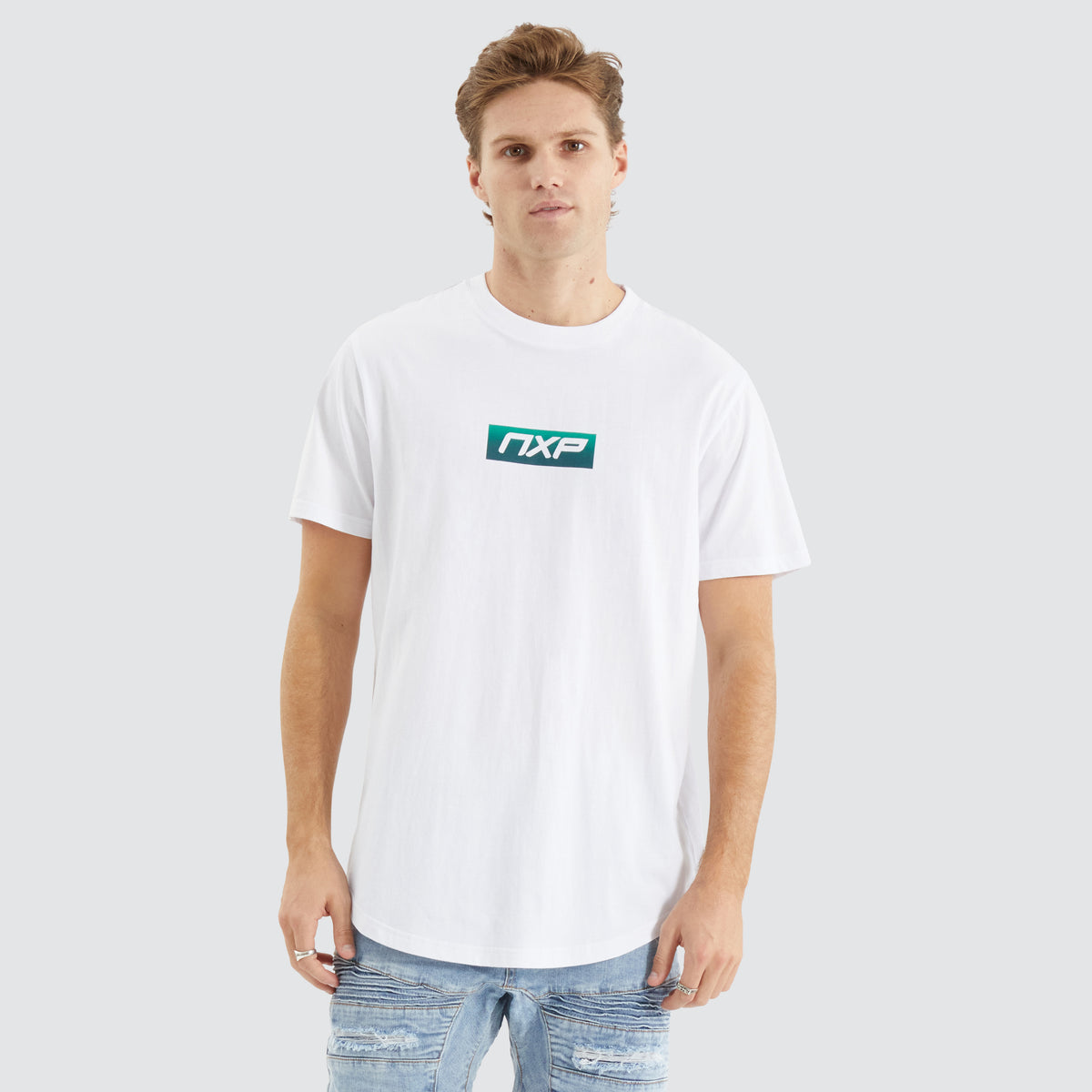 NXP Station Dual Curved Tee in Optical White | Neverland Store