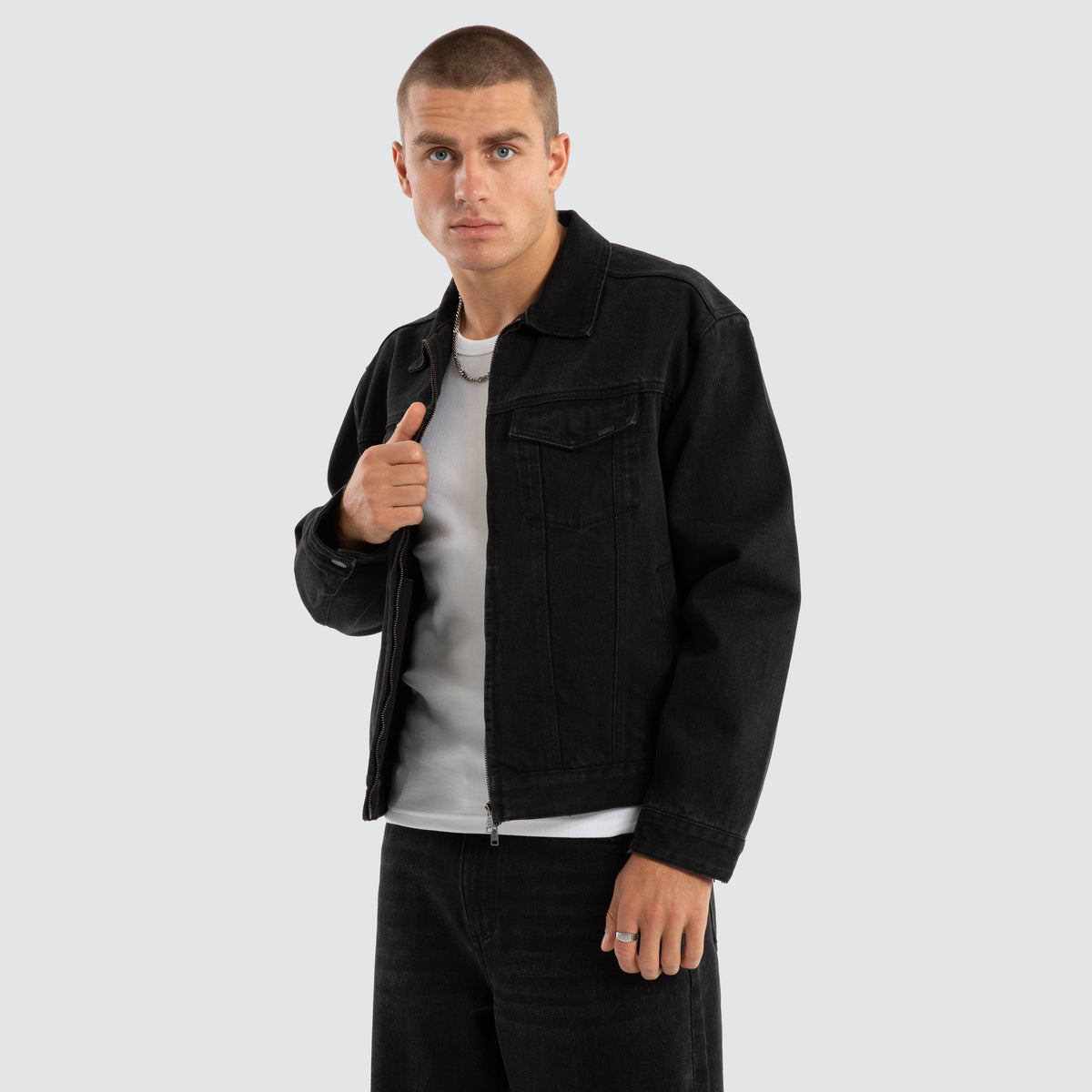 Divide Denim Jacket Jet Black | Neverland Store