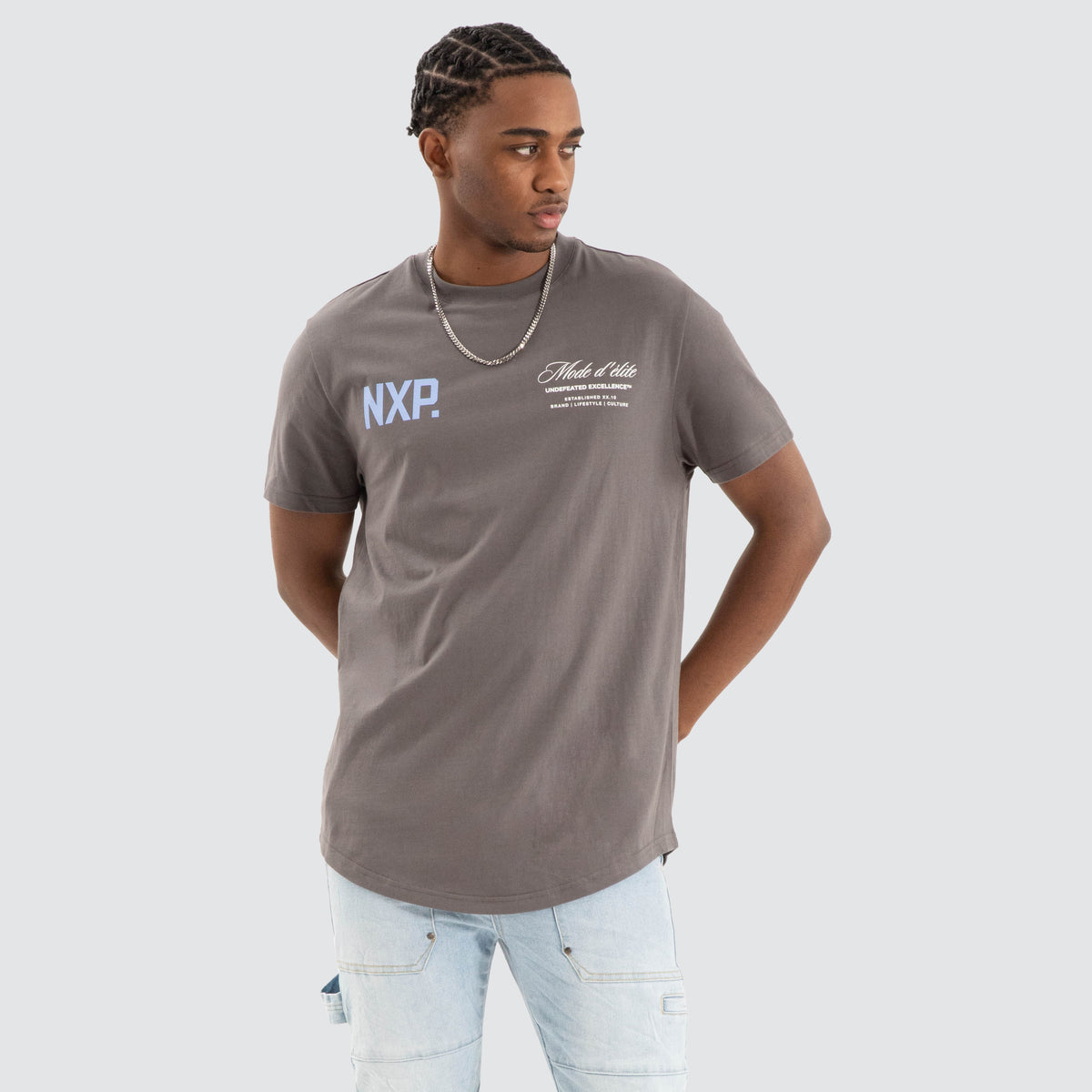 Riot Dual Curved Tee Charcoal Grey | Neverland Store