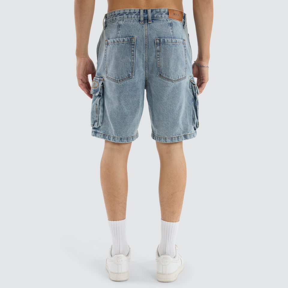 NXP Colby Denim Cargo Short in Herring Blue | Neverland Store