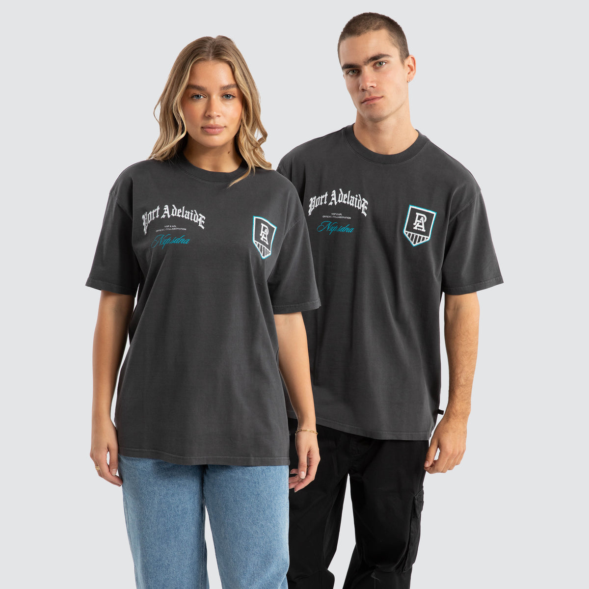 Port Adelaide Power AFL Vintage Goth Tee in Grey | Neverland Store