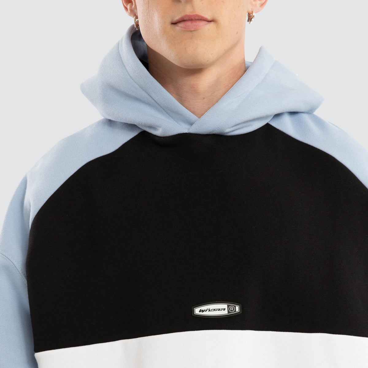 Combine Panel Hoodie Black/Air Blue | Neverland Store