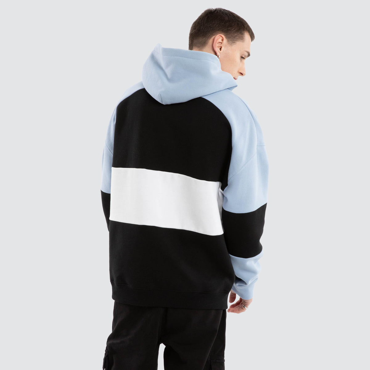 Combine Panel Hoodie Black/Air Blue | Neverland Store