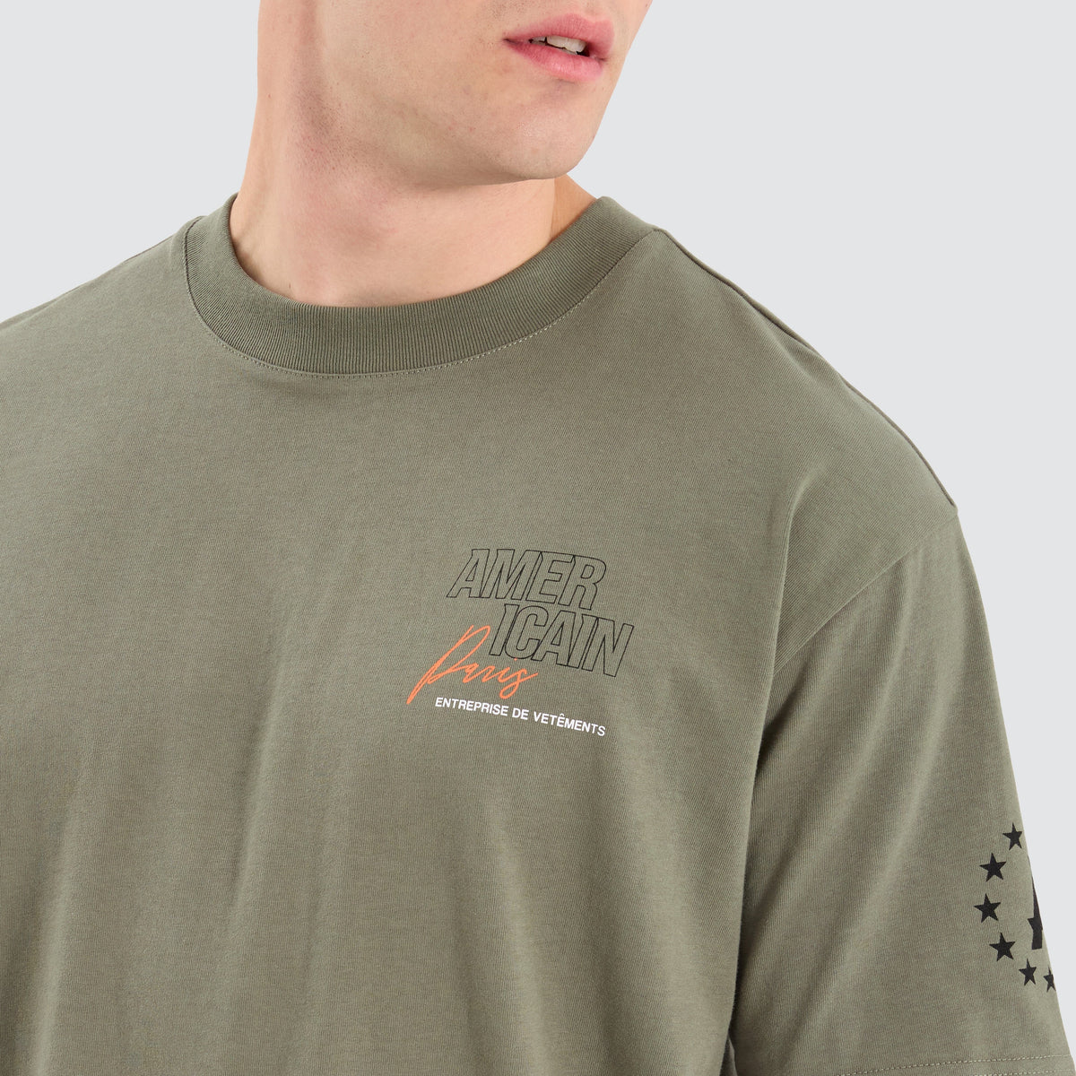 Americain Chrono Forge Box Fit Tee in Green | Neverland Store