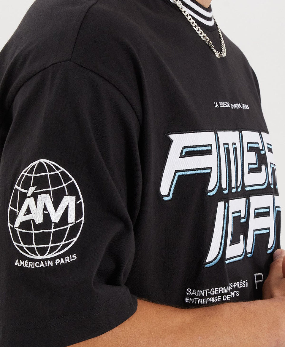 Americain Victor Heavy Extra Oversized Tee in Jet Black - Neverland Store