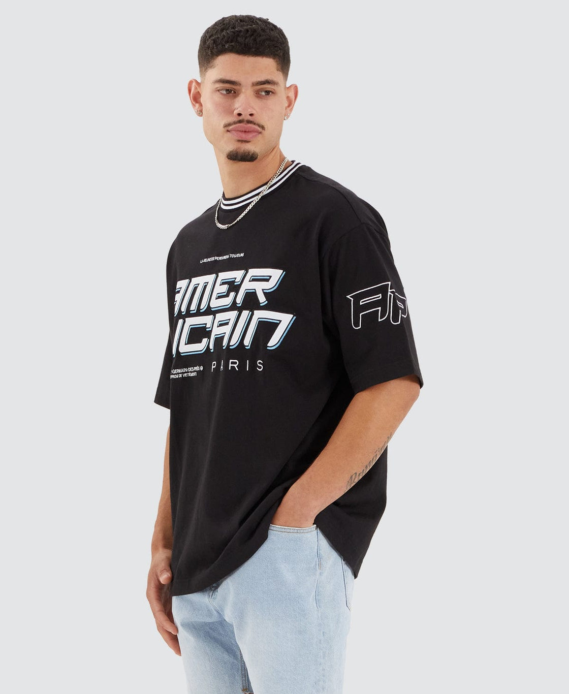 Americain Victor Heavy Extra Oversized Tee in Jet Black - Neverland Store
