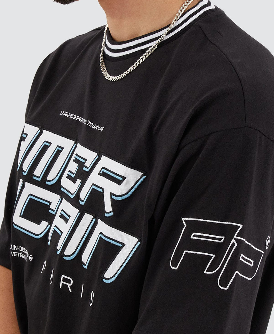 Americain Victor Heavy Extra Oversized Tee in Jet Black - Neverland Store