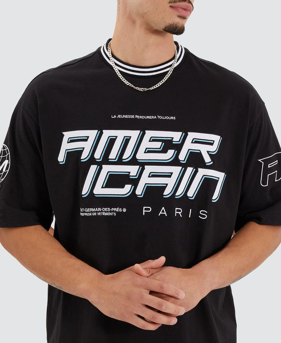 Americain Victor Heavy Extra Oversized Tee in Jet Black - Neverland Store